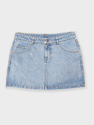 Hands Off Denim Skirt - Washed Blue | Billy Bones Club