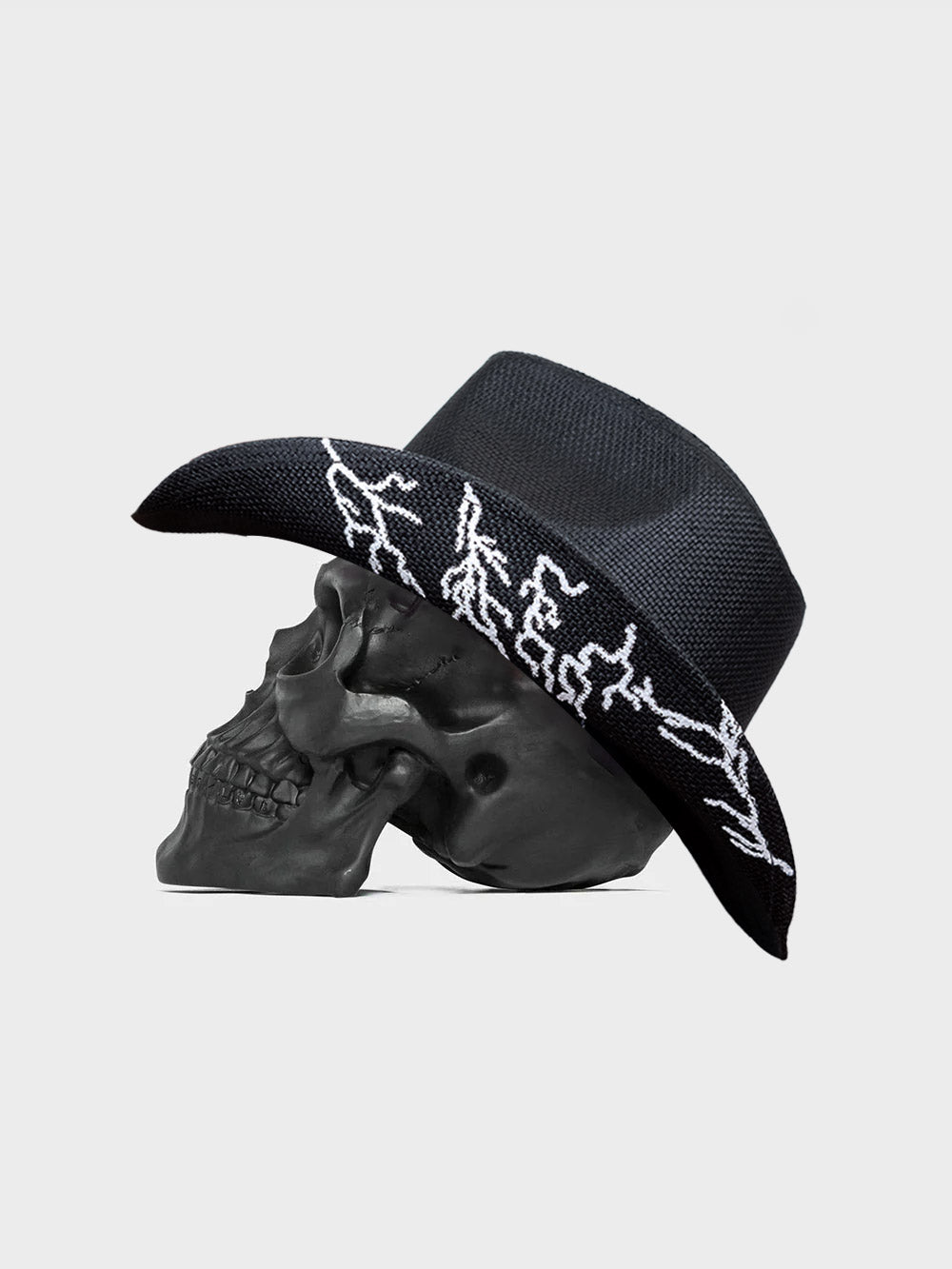 Lightning Cowboy Hat - Black Straw | Billy Bones Club